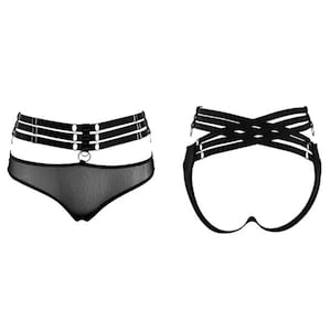 See Thru Mesh Panty With Open Back and Crisscross Details / Fishnet ...