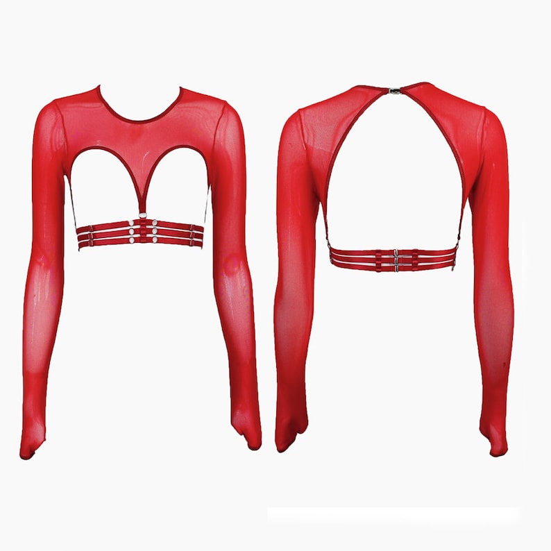 Mesh Super Crop Top With Harness / Mesh Shrug With Harness - Etsy