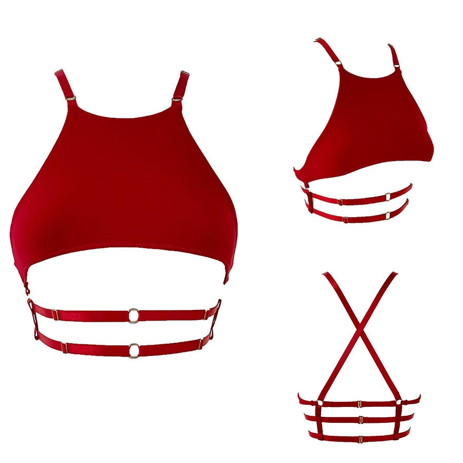 Underboob Bra / Halter Bra With Underboob / Strappy Bralette - Etsy ...