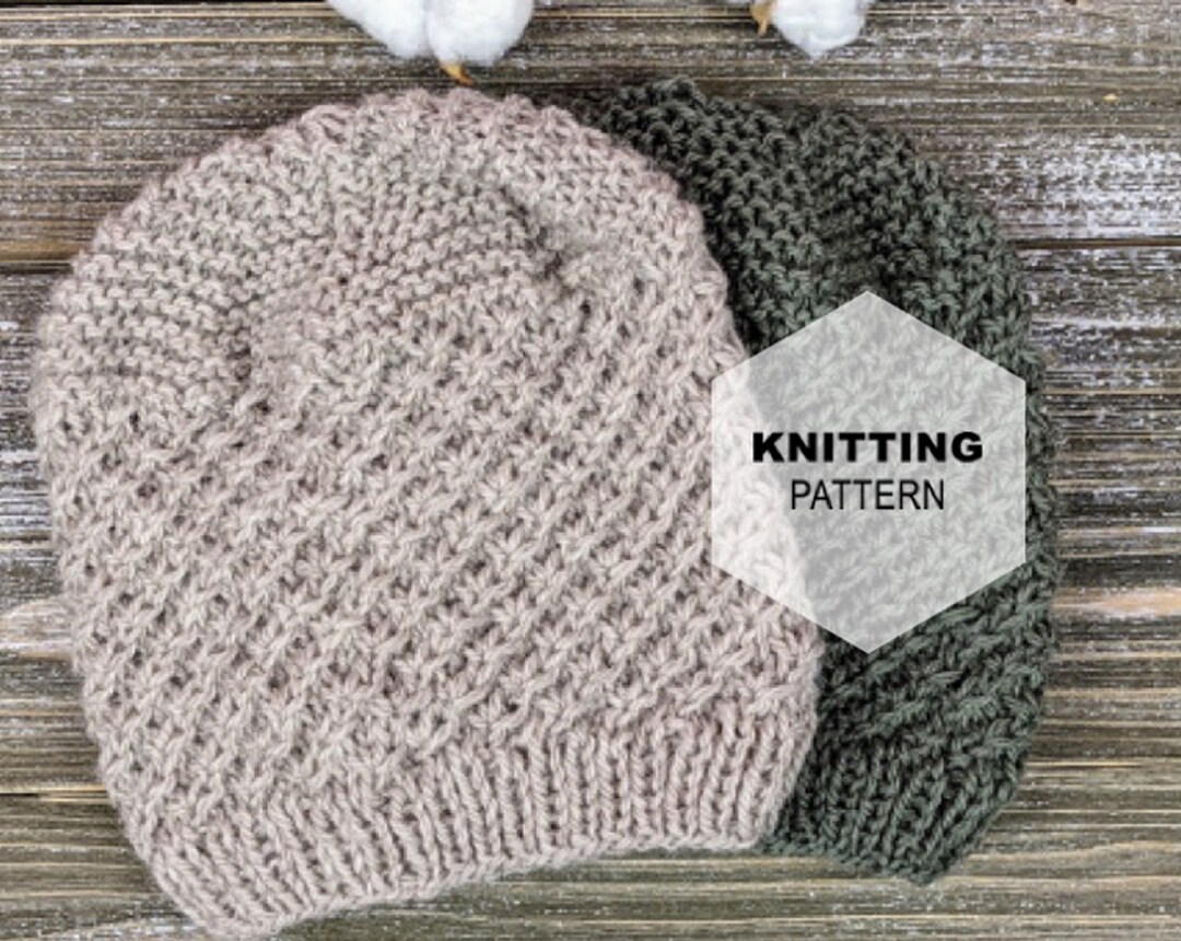 Star Stitch Beanie Knitting Pattern: Textured Adult Hat (PDF Pattern ...