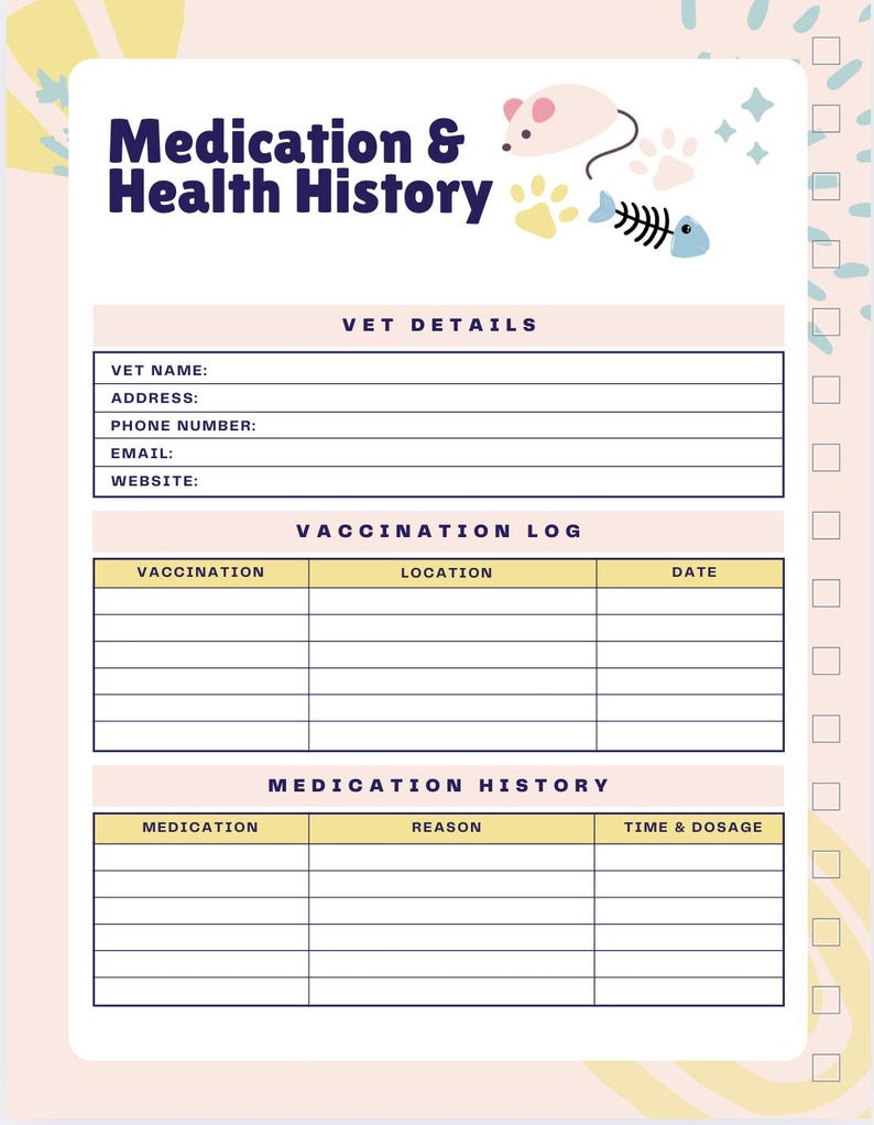 Custom Cat Journal-pet Tracker-vet Visits, Health, Meals & More ...