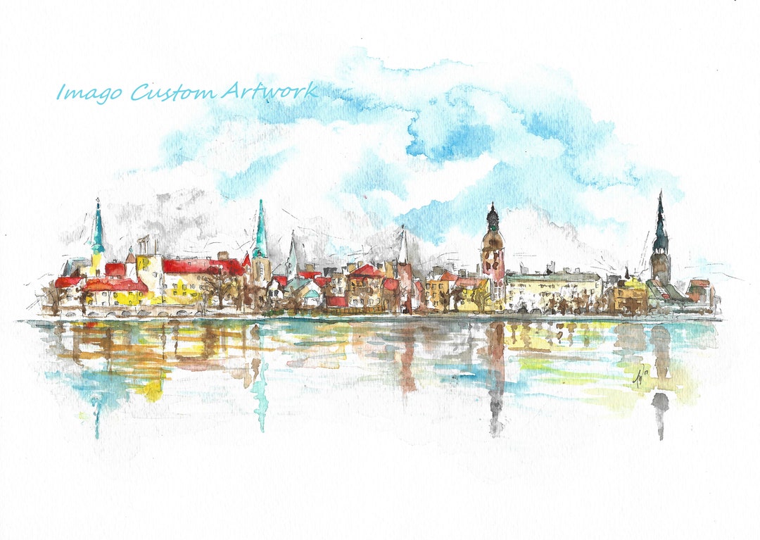 Impresión de bellas artes / Riga Letonia Arte / Casco Antiguo Riga ...