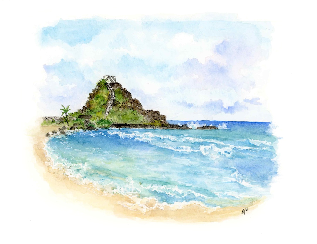 Fine Art Print | Watercolor, Painting | Beach | Pyramid Rock | MCBH ...