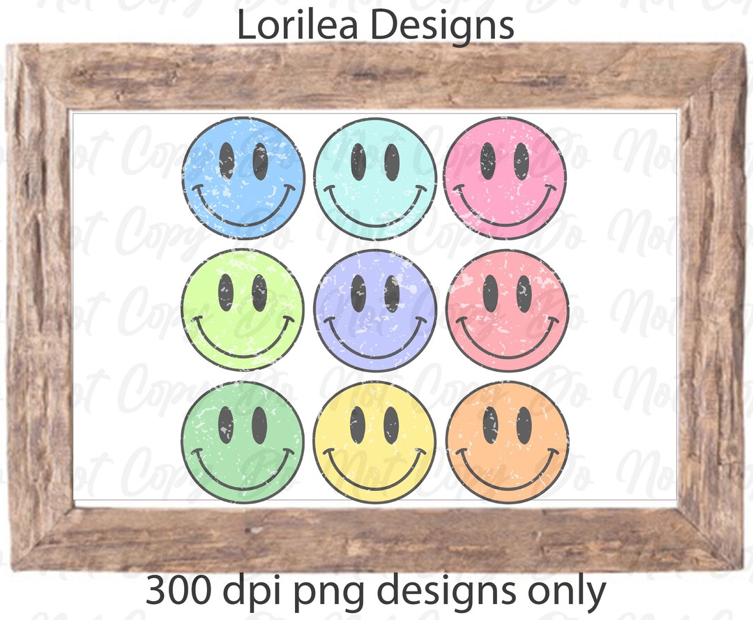 Distressed Smiley Faces Stacked PNG File, Digital Downloads ...