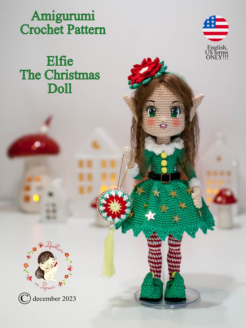 Amigurumi Elf Pattern - Elfie the Christmas Doll - Crochet Girl in ...
