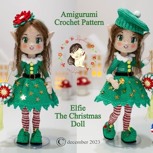 Amigurumi Elf Pattern - Elfie the Christmas Doll - Crochet Girl in ...