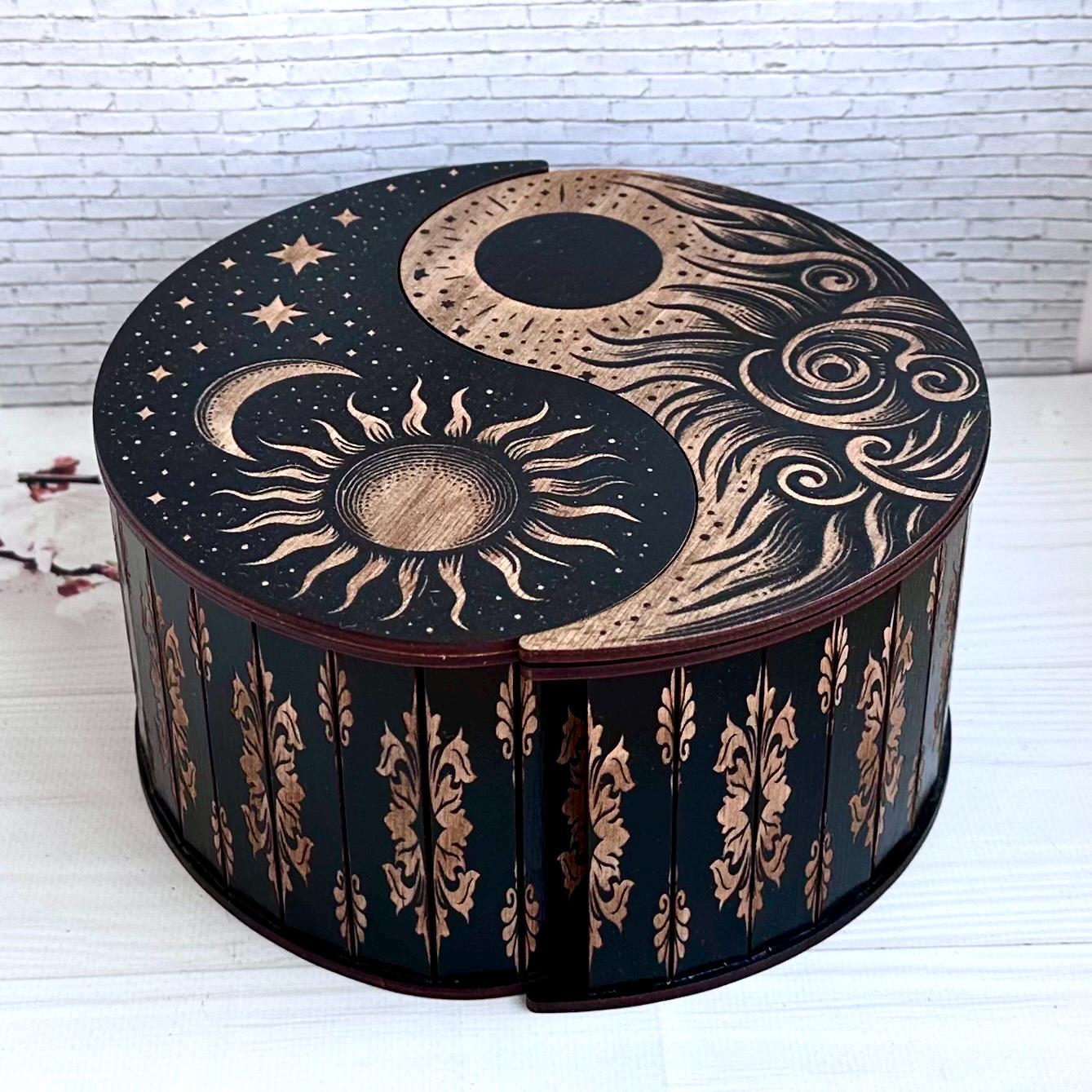 Decorative Boxes DharmaObjects Yin Yang Hand Carved Jewelry Trinket ...