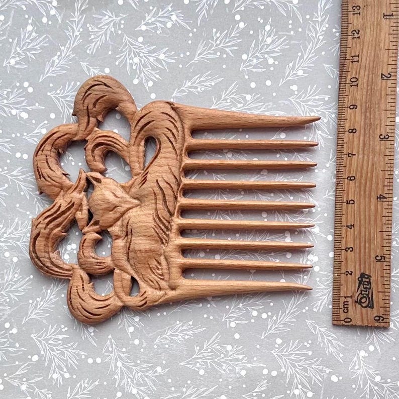 Handmade Wooden Comb With Carving Butterfly Wide Tooth Comb/ Detangle ...