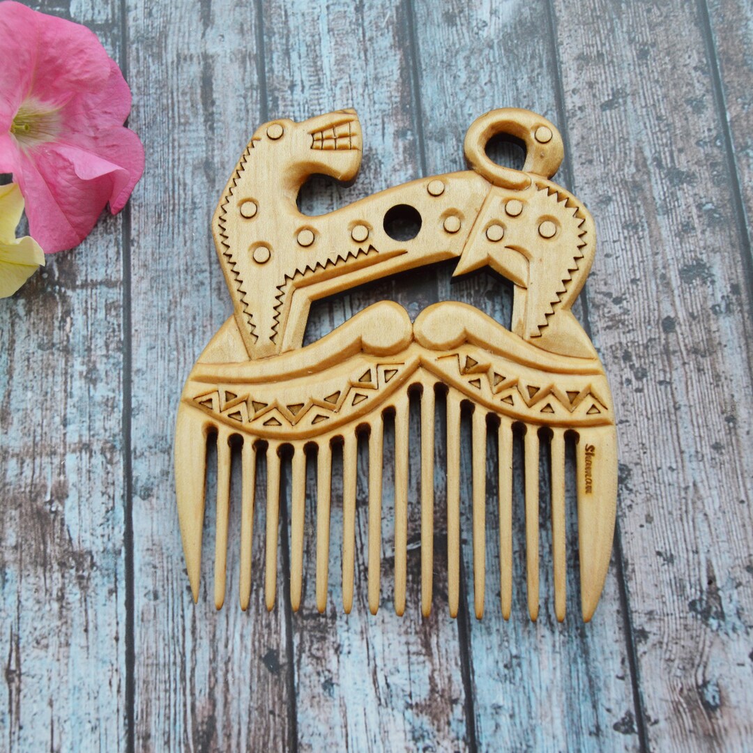 Handmade Wooden Comb for Men Wolf With Carving for Man /women - Etsy