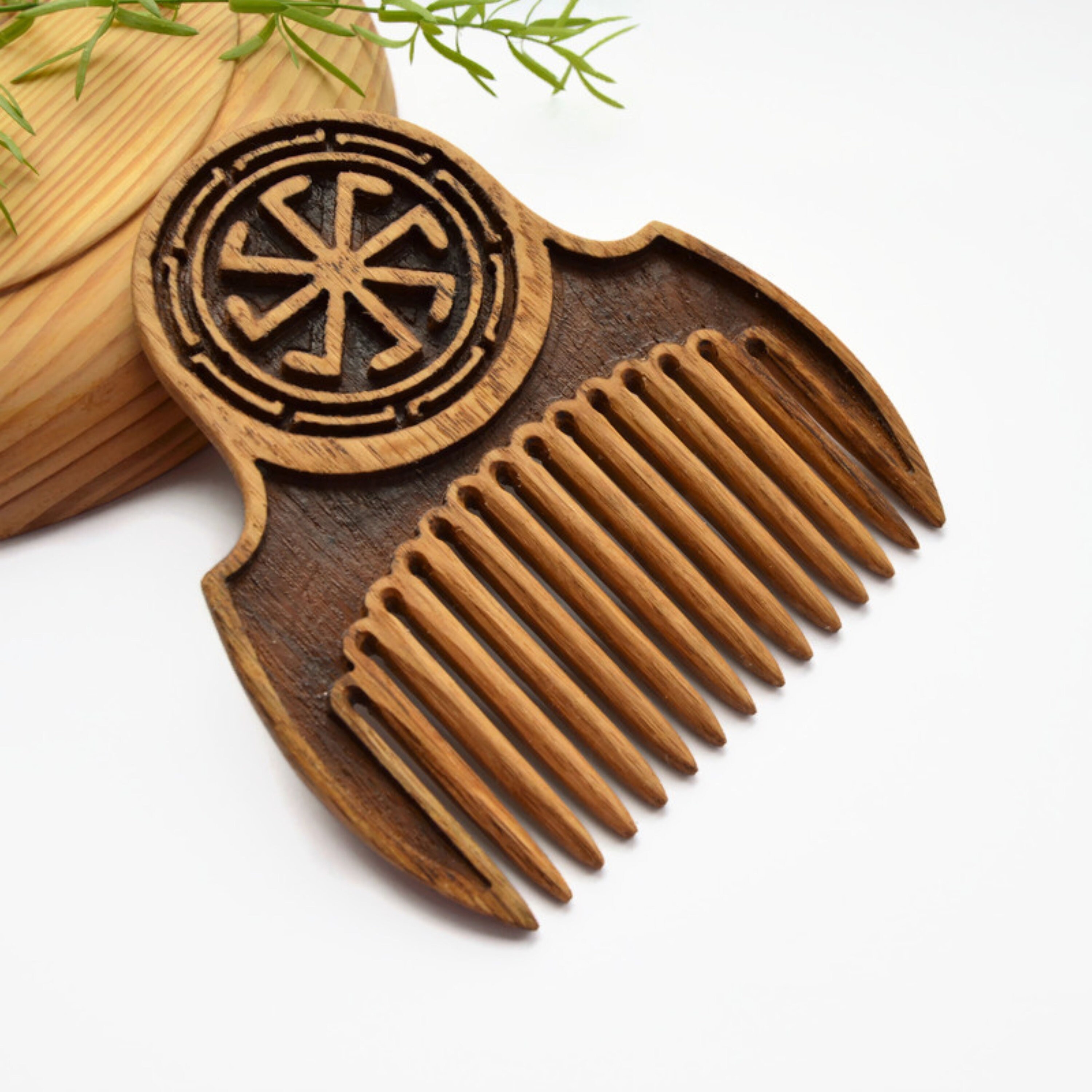 Handmade wooden comb with carving Folk Art Style Wide Tooth | Etsy