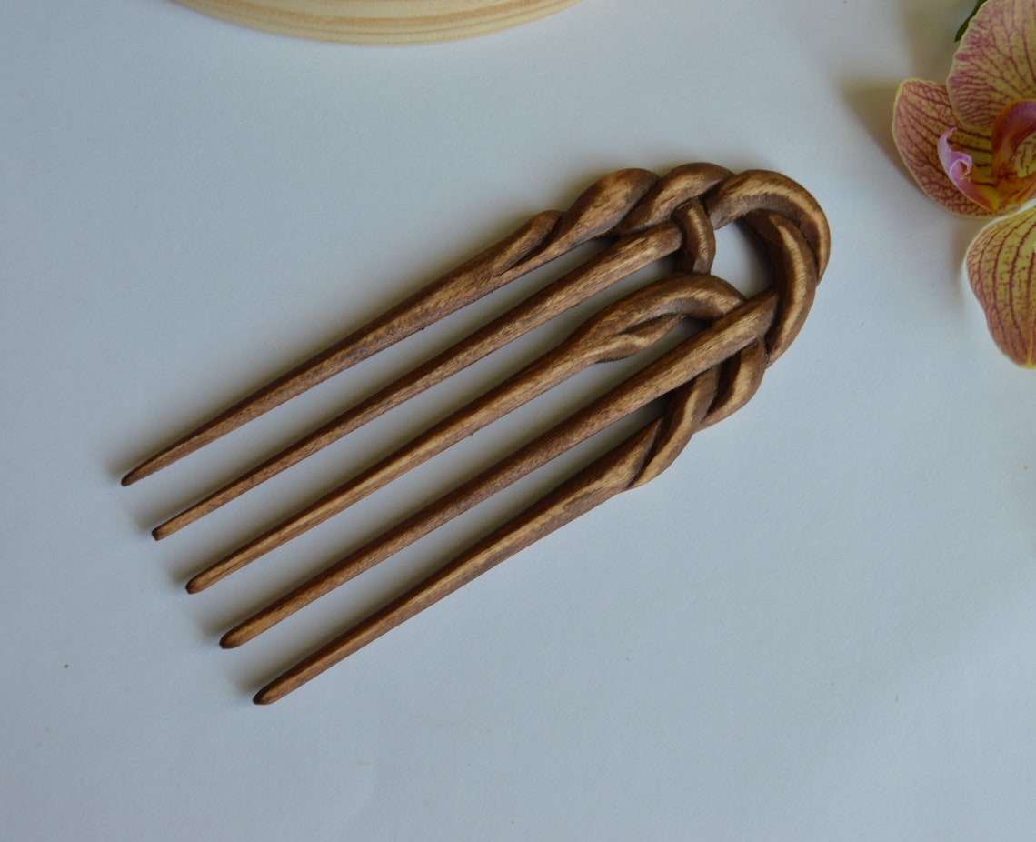 Wooden Hair Stick Dark with carving for women christmas gifts | Etsy