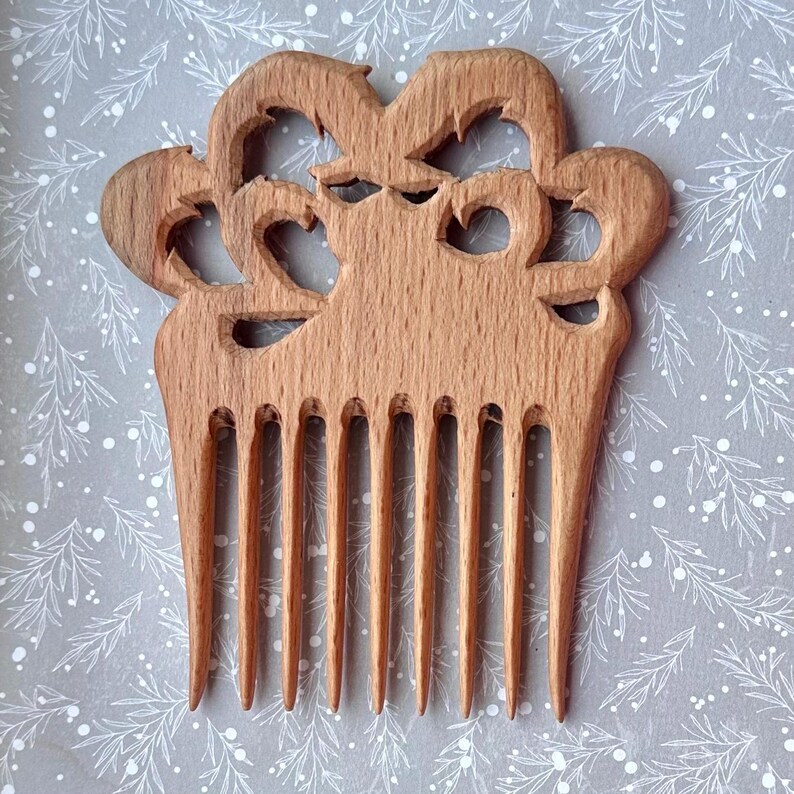 Handmade Wooden Comb With Carving Butterfly Wide Tooth Comb/ Detangle ...