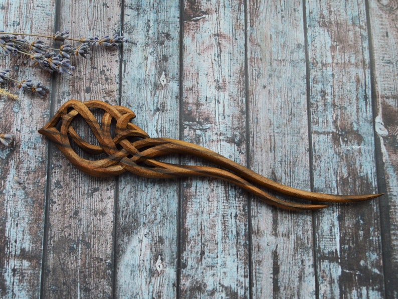 Wooden Hair Fork With Carving / Hair Pin 2 Prongs / Gift From - Etsy