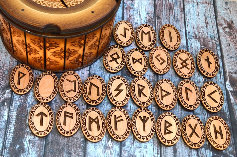 Viking Runes. Elder Futhark Wood Rune Set. Norse Runes. Set of 25 ...