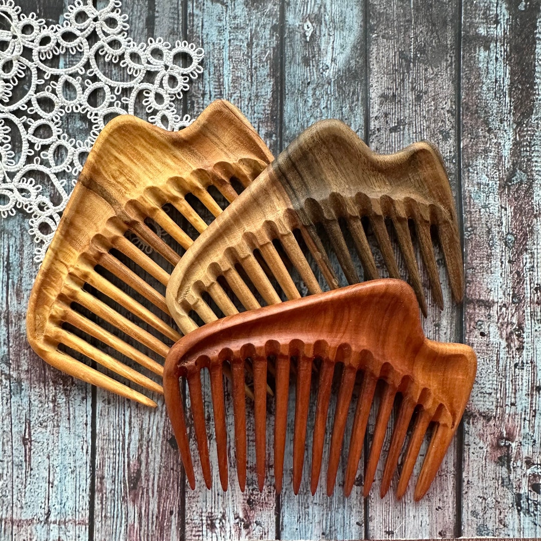 Handmade Wooden Comb With Carving Butterfly Wide Tooth Comb/ Detangle Comb - Etsy
