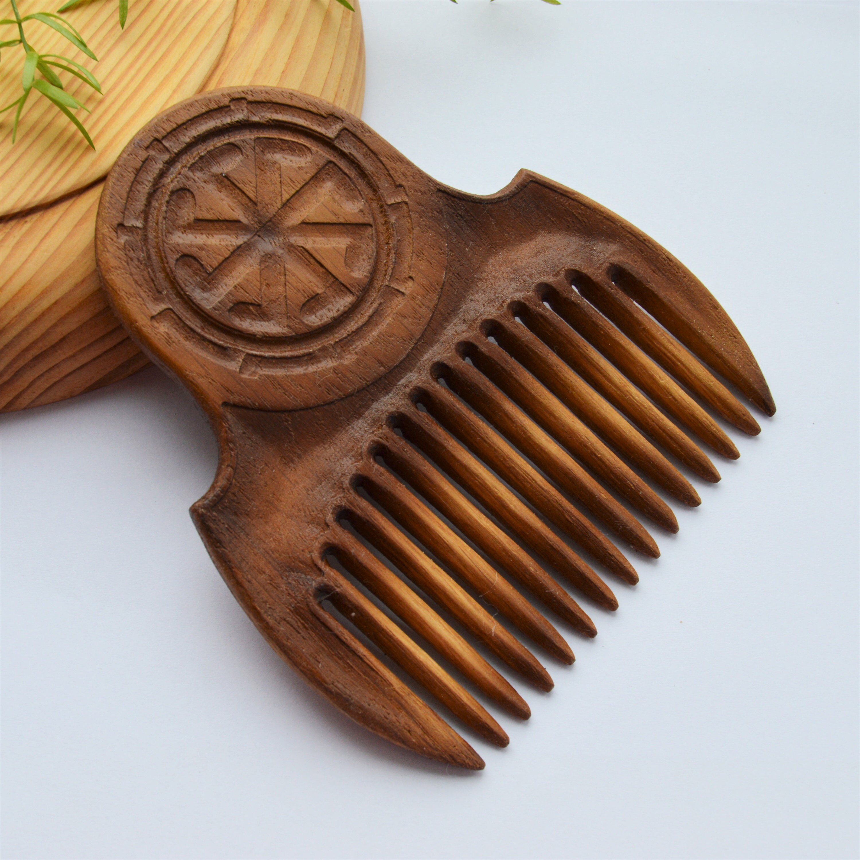 Handmade wooden comb with carving Folk Art Style Wide Tooth | Etsy