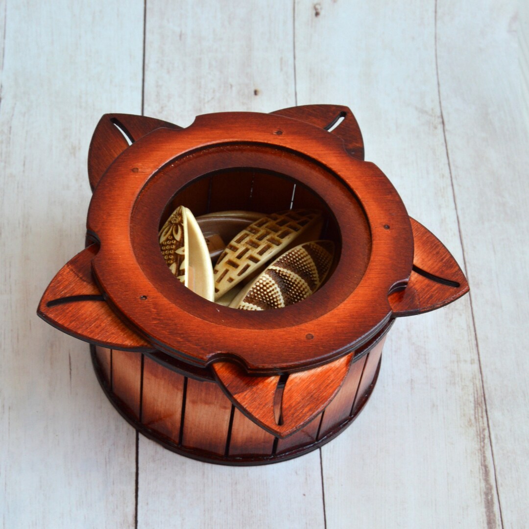 Red Round Handmade Wooden Box Cylindrical Jewelry Box - Etsy