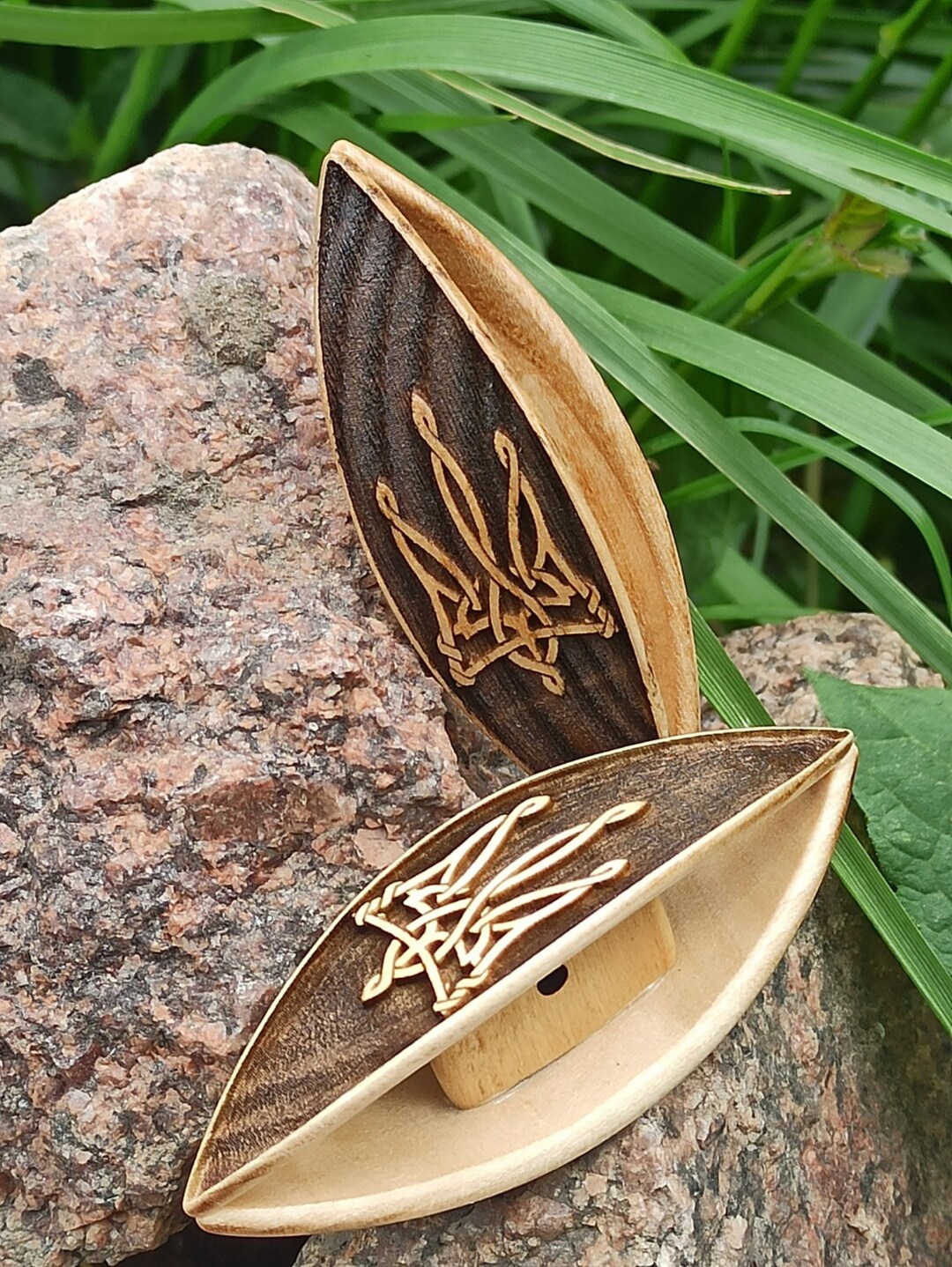 Wooden Tatting Shuttle , Ukrainian Coat of Arms , Trizub , 3D Surface ...