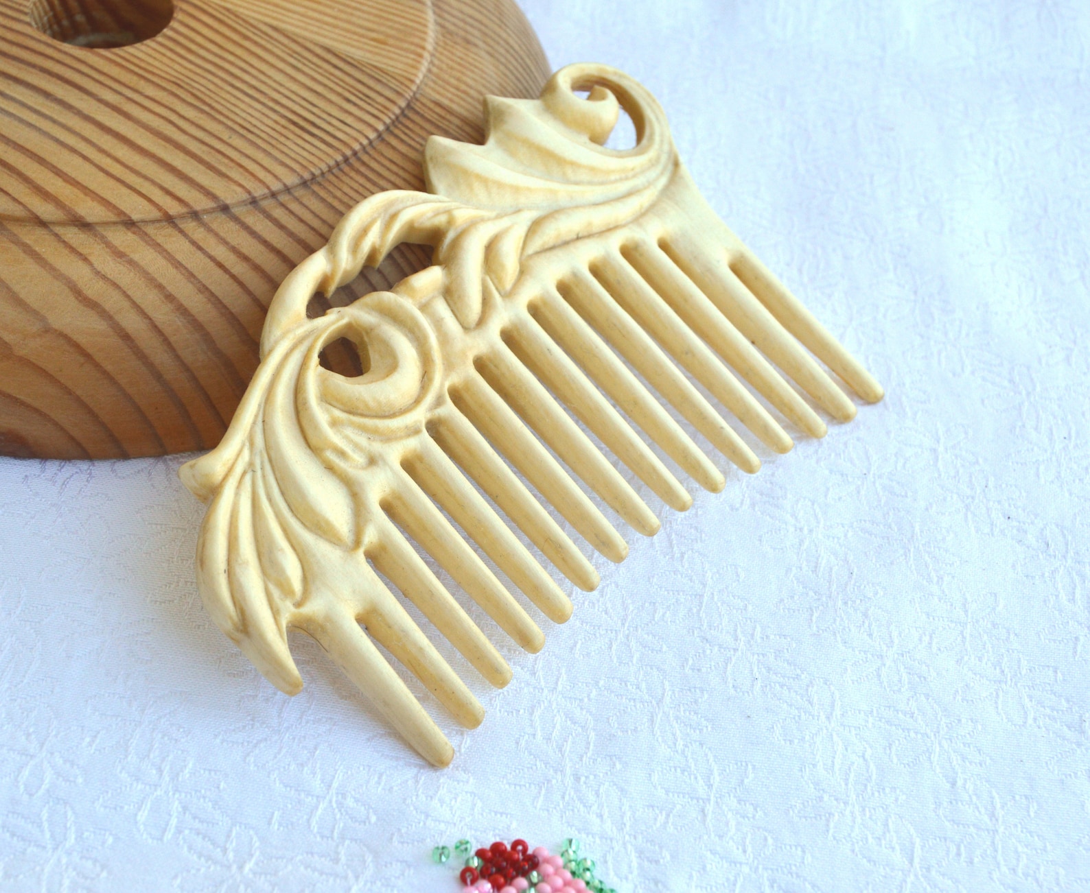 Handmade wooden comb with carving for women / Wide Tooth Comb | Etsy