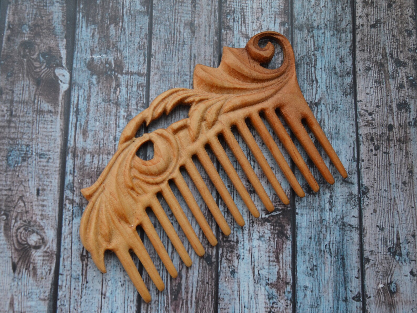 Handmade Wooden Comb With Carving for Women / Wide Tooth Comb - Etsy