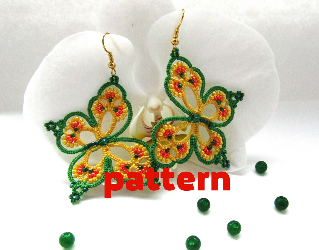Tatting Pattern Butterfly Lace Earrings PDF Pattern Jewelry Tutorial - Etsy