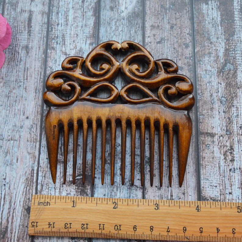 Handmade Wooden Comb With Carving Folk Art Style Wide Tooth - Etsy