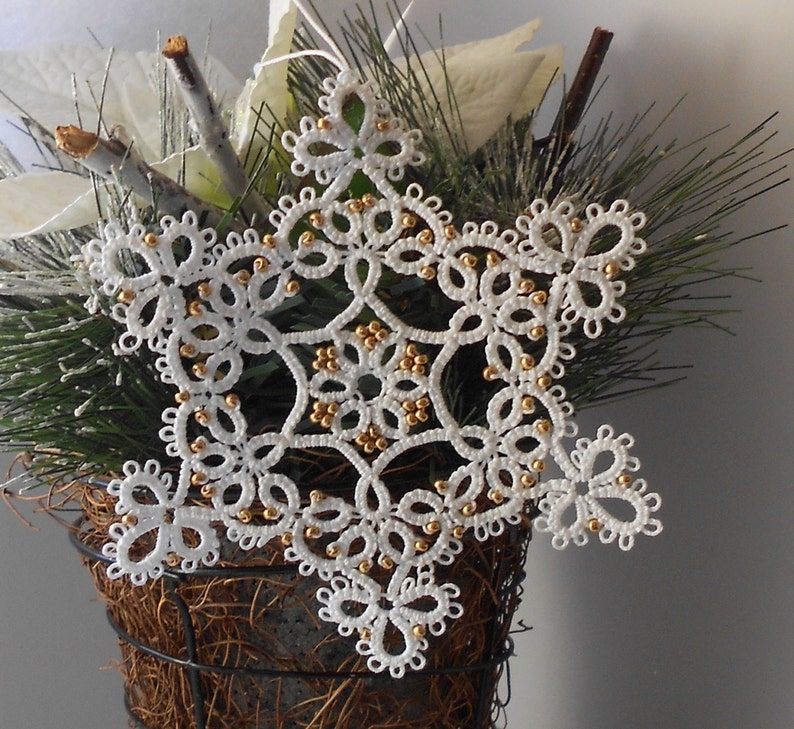 Tatting Snowflake PDF Pattern Tatted Snowflakes Whith Beads Christmas ...