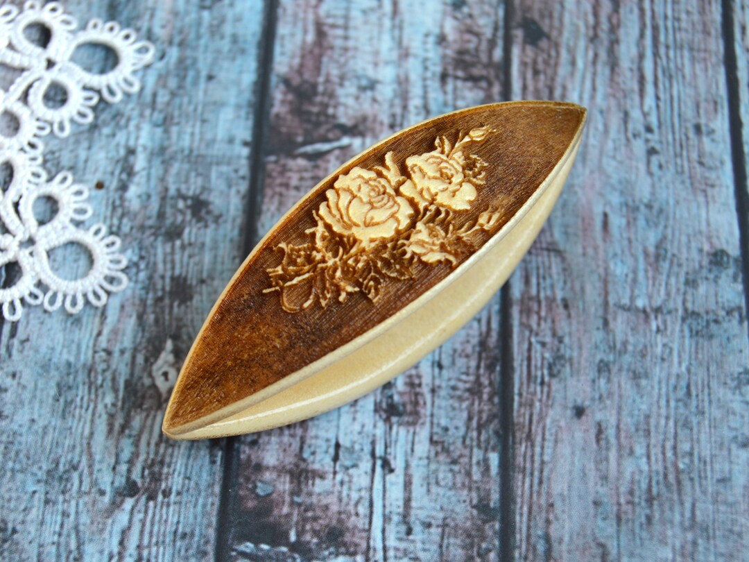 Handmade Wood Tatting roses Shuttle With Carving Flowers 3D Surface ...