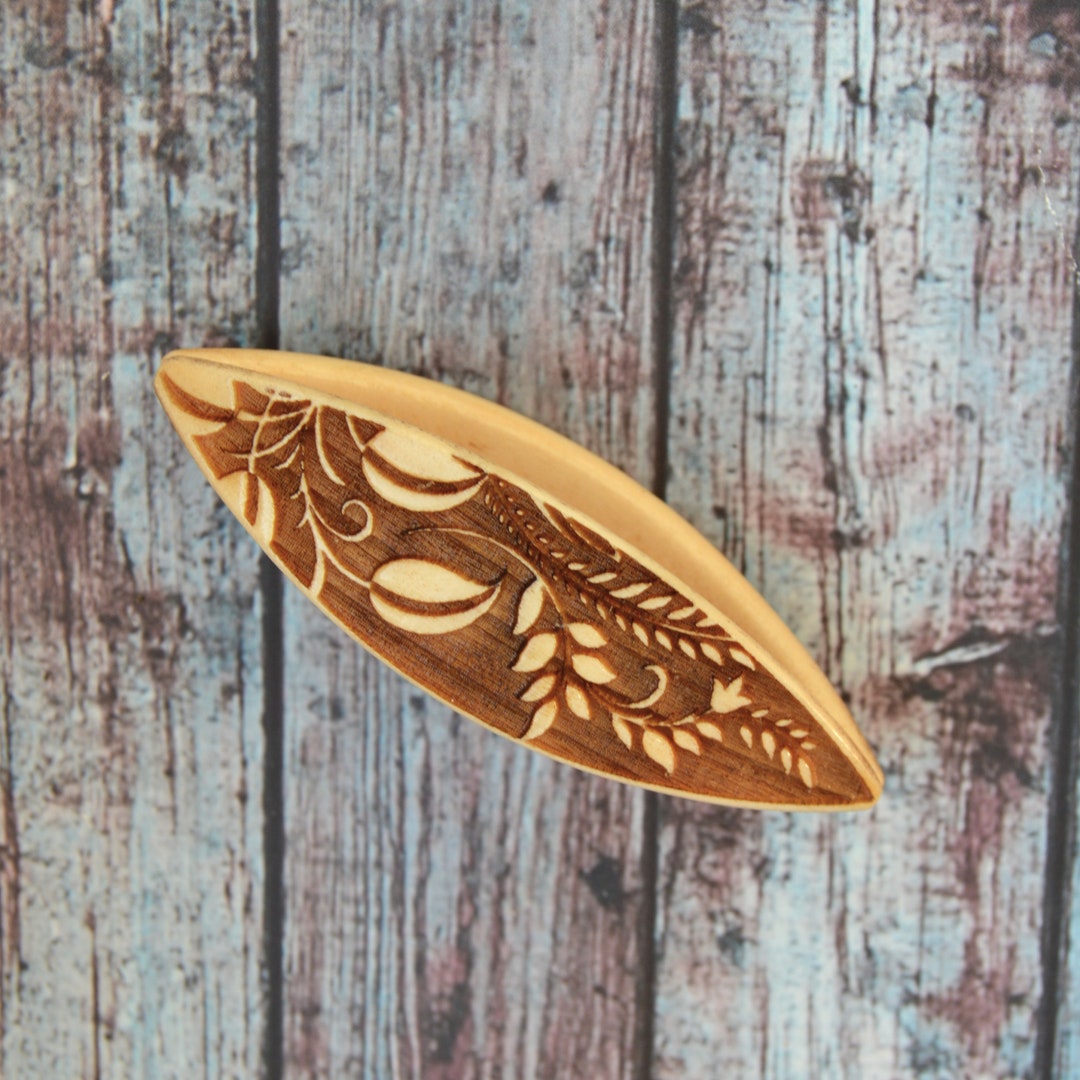 Handmade Wood Tatting Shuttle With Carving Flowers 3D Surface Floral ...