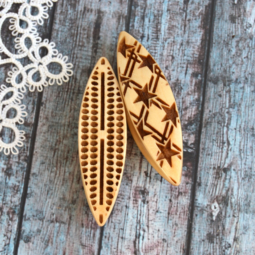 Handmade Wood Tatting Shuttle With Carving 3D Surface Floral Ornament ...