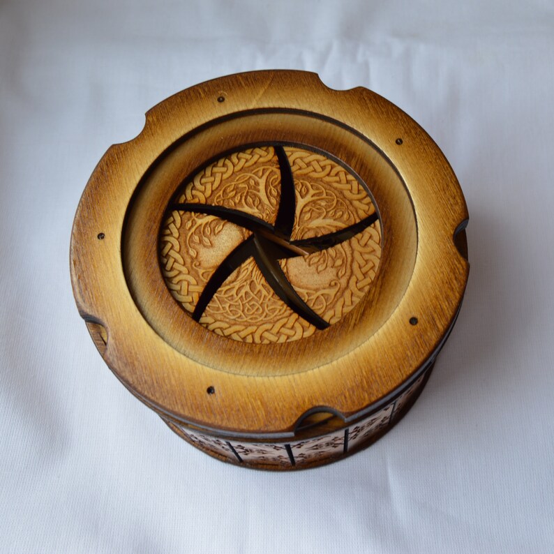 Round Handmade Wooden Box Celtic Tree of Life for Jewelry - Etsy