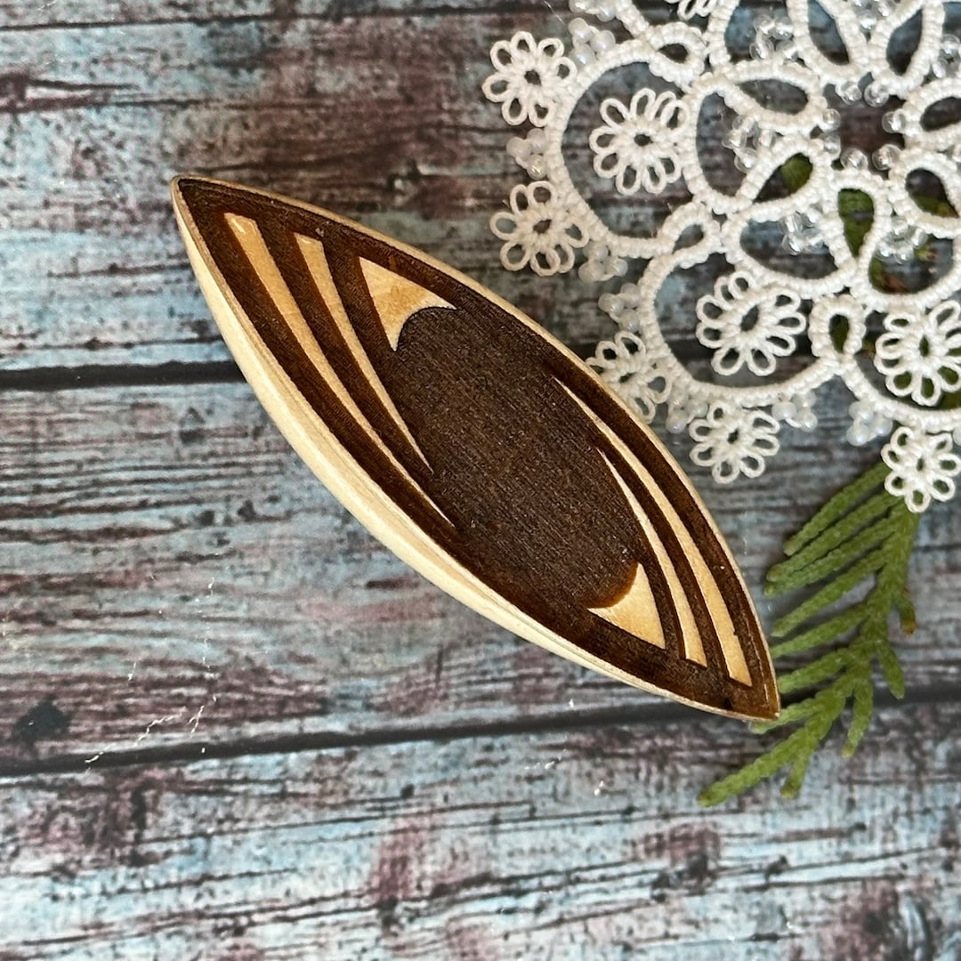 Handmade Wood Tatting Shuttle With Carving Flowers 3D Surface Abstract ...