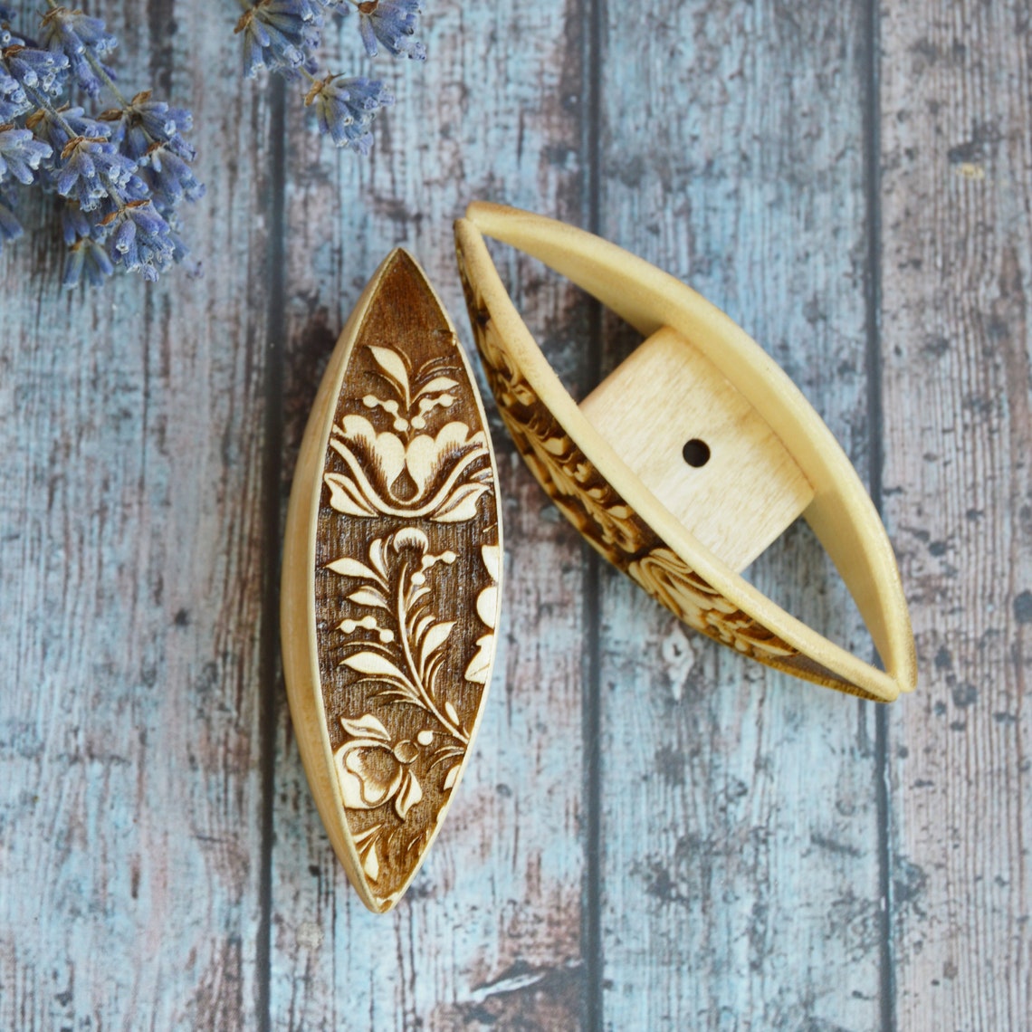 Handmade Shuttle Tatting With Wood Carving Flowers 3D Surface Floral ...