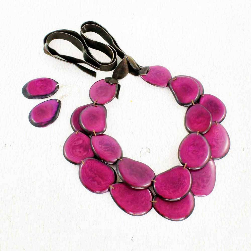 Purple Necklace and Earring Set Violet Jewelry Eco - Etsy