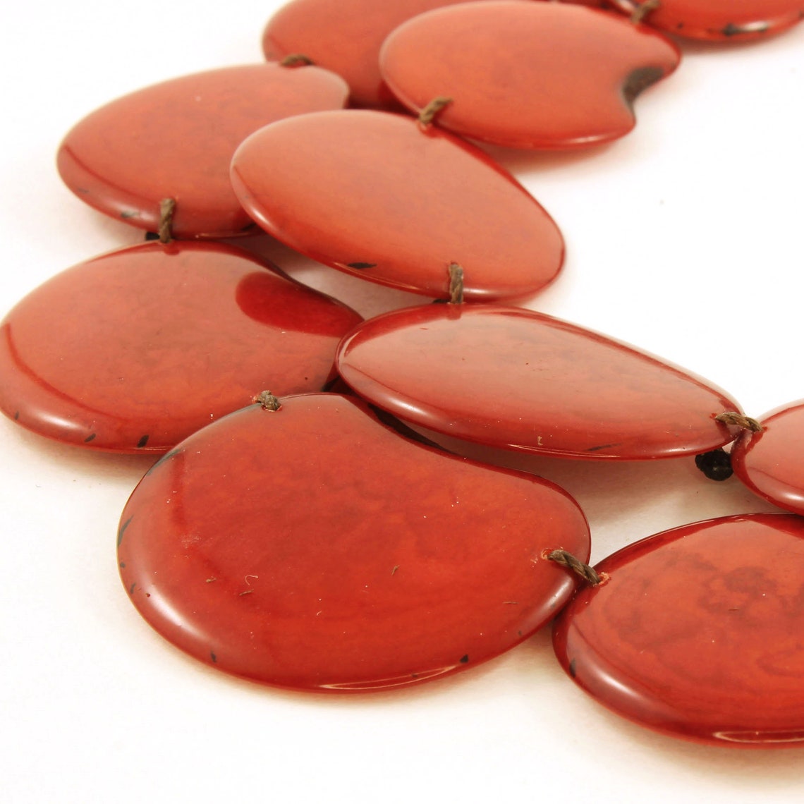 Red Necklace Statement Necklace of Tagua Chunky Necklace - Etsy