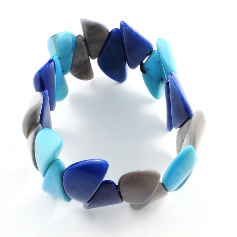 Chunky Tagua Bracelet for Women in Blue and Gray Handmade and - Etsy