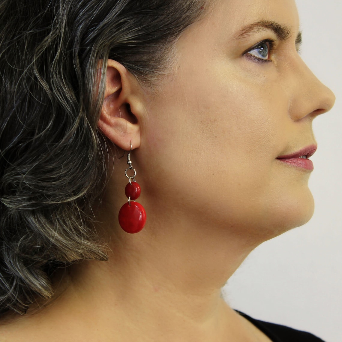 Red Dangle Earrings Handmade From Eco Friendly Tagua Nut, Fair Trade ...