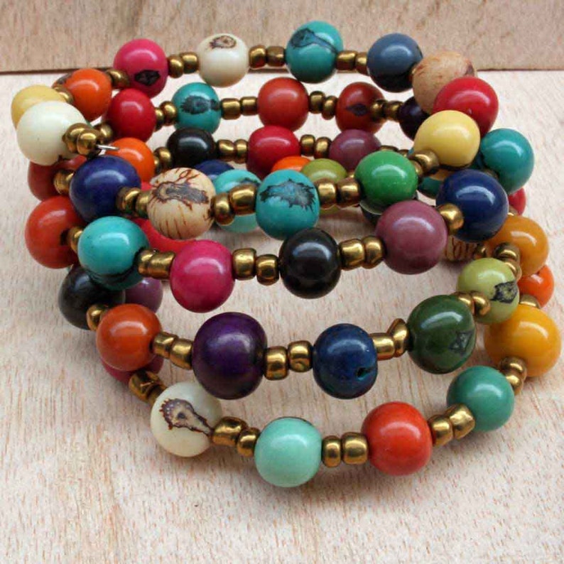Colorful Bracelet Memory Wire Bracelet Made With Eco Friendly Acai ...