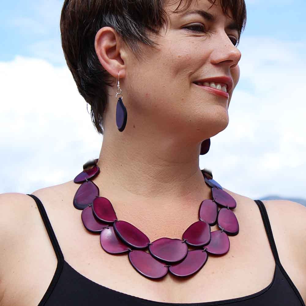 Purple Necklace and Earring Set Violet Jewelry Eco - Etsy