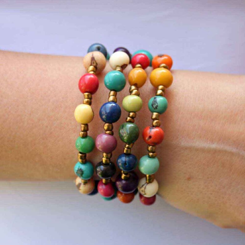 Colorful Bracelet Memory Wire Bracelet Made With Eco Friendly Acai ...