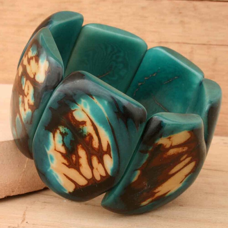Blue Tagua Bracelet Cuff Jewelry Eco Friendly Tagua Nut in - Etsy