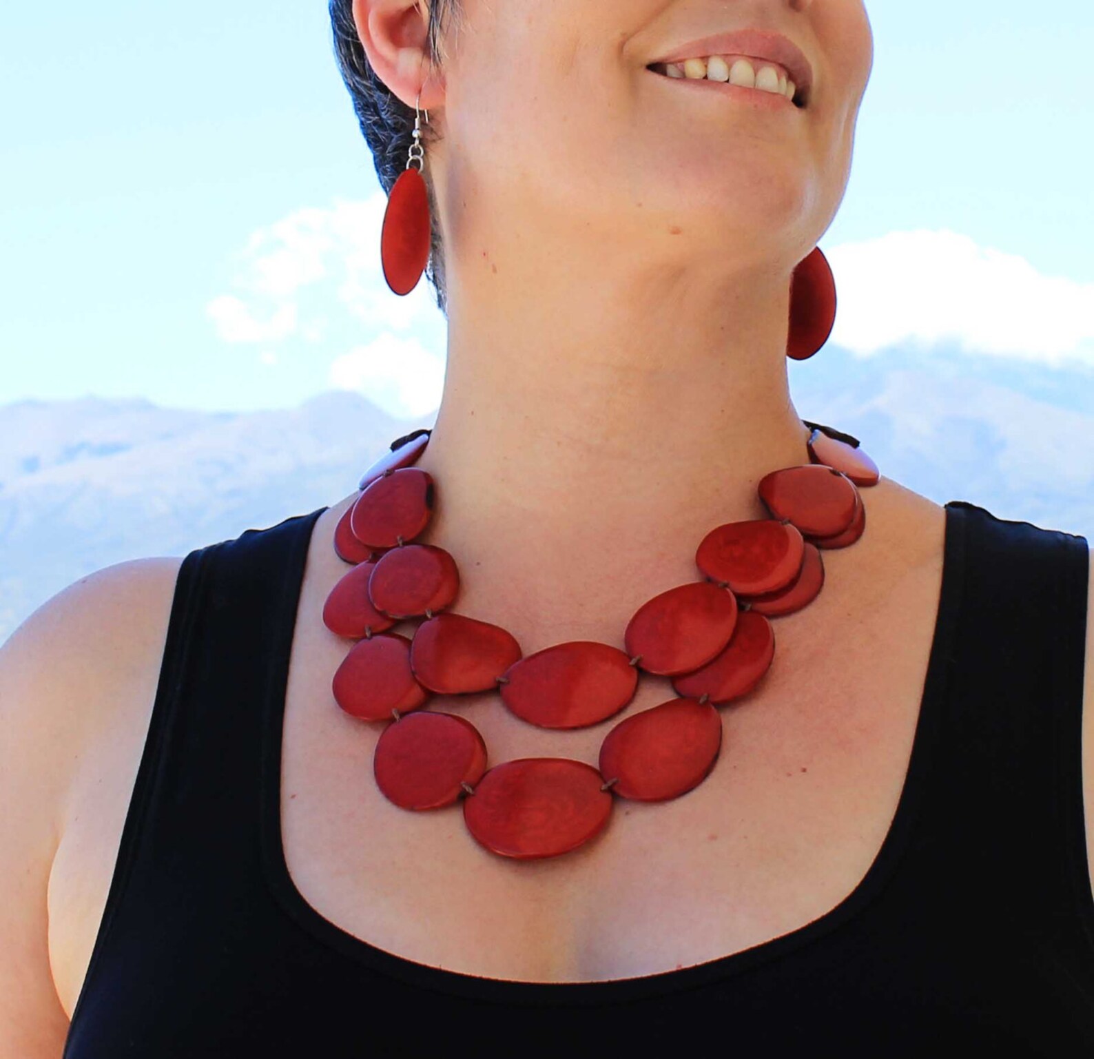 Red Necklace Statement Necklace of Tagua Chunky Necklace - Etsy