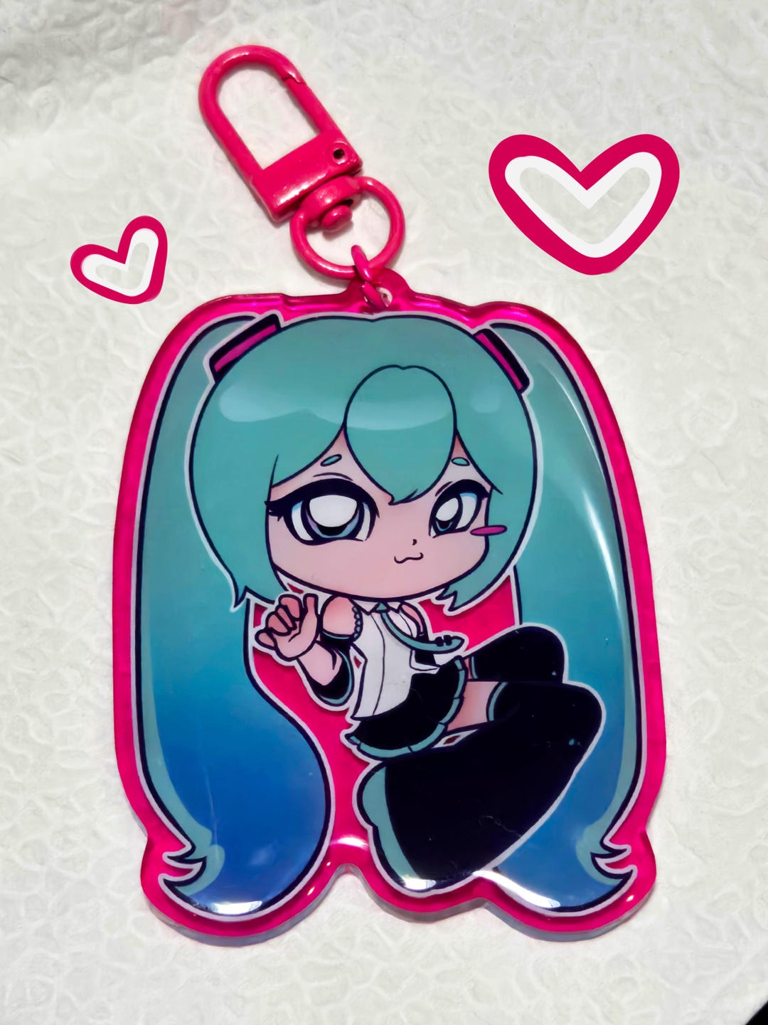 Jelly Miku Keychain - 3" Hot Pink Acrylic and Epoxy - Etsy