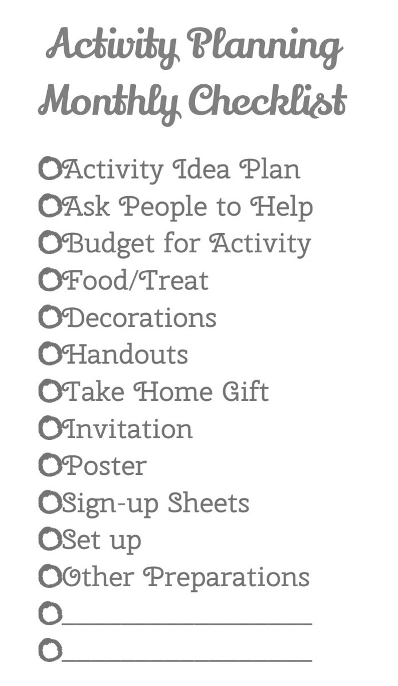 Relief Society Activities Committee Planner - Etsy