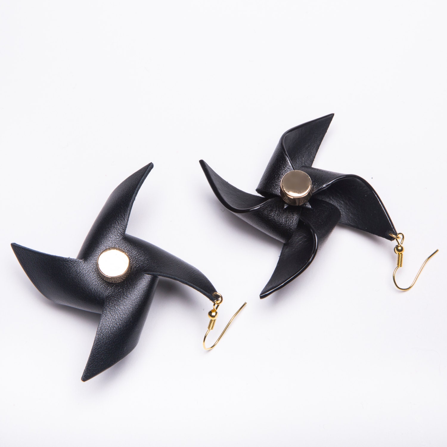 Handmade in USA Black & White Pinwheel Earrings in Black - Etsy