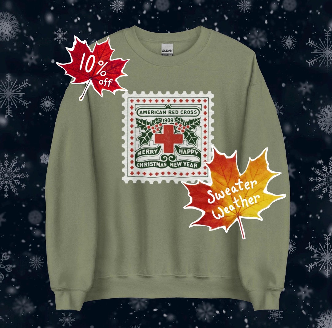 1909 American Red Cross Christmas Stamp Adult Unisex Sweatshirt - Etsy
