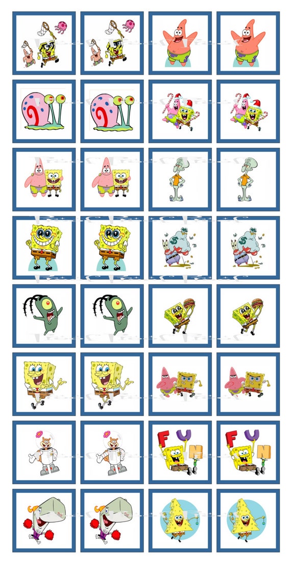 Items similar to Spongebob Digital Memory Game - Birthday Party Cupcake ...