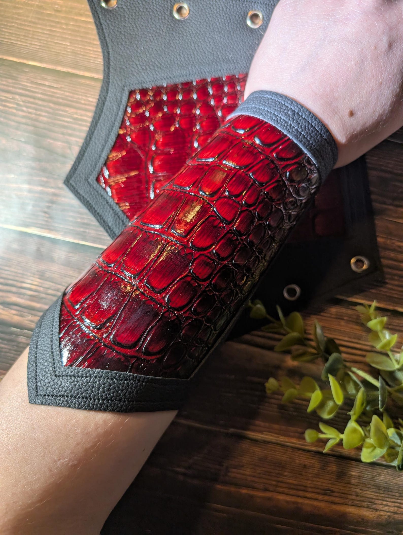 Red Dragon Bracers Faux Leather Handmade Cosplay Renaissance Faire Larp ...
