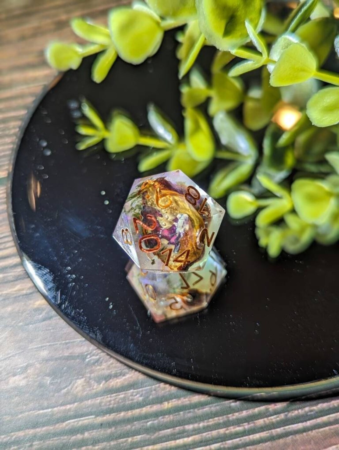 Maroon Butterfly Terrarium Handmade Resin D20 Dice for Tabletop Games ...