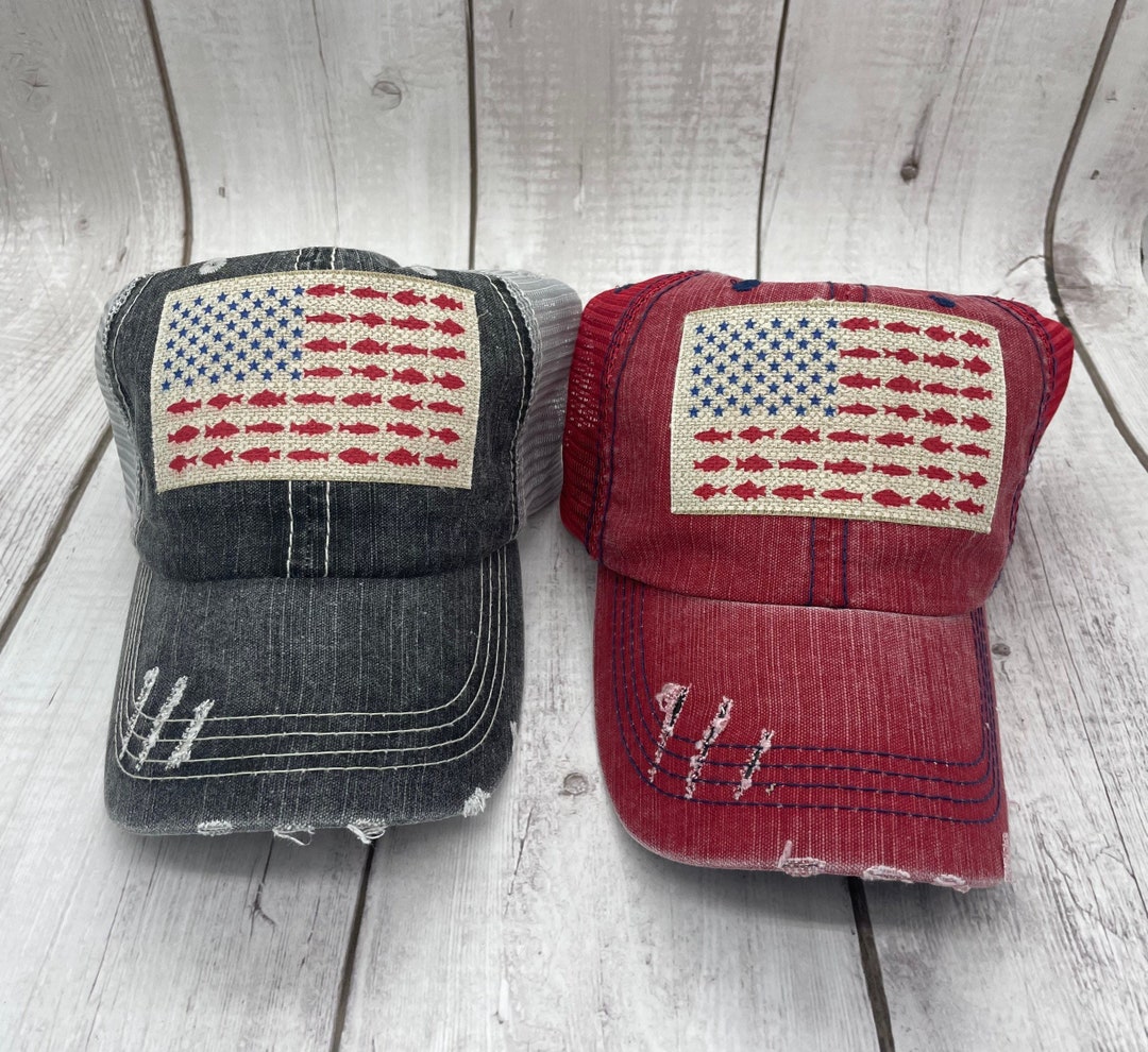 Fishing Hat, Flag, Ponytail Hat, Patch Hat, Angler, Fishing Gear, Fish ...